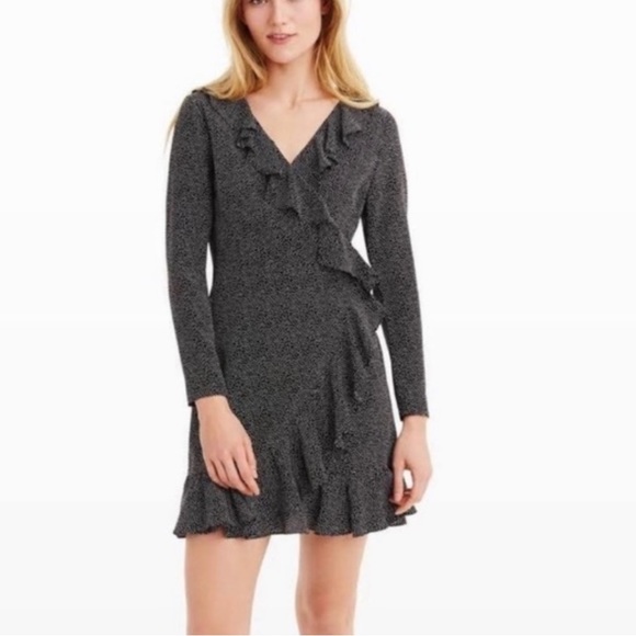 Club Monaco | Dresses | Club Monaco Polka Dot Ruffle Mini Wrap Dress ...